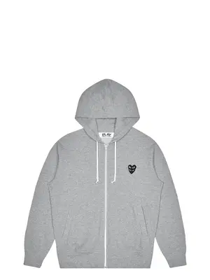 Play Comme Des Garcon Stacked Heart Hooded Sweatshirt - Grey