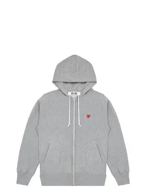 Play Comme Des Garcon Small Heart Zip Up Hoodie Grey