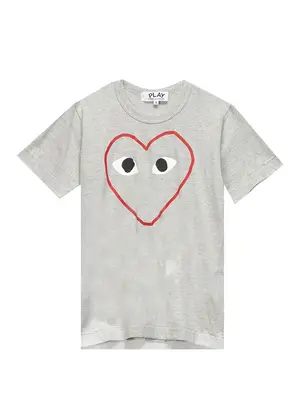 Play Comme Des Garcon Logo Print Tee - Grey