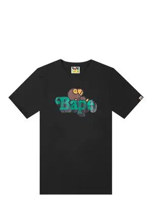 A BATHING APE Color Camo Milo On Tee - Black