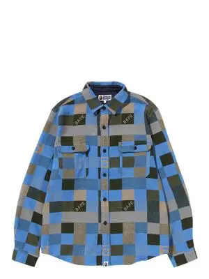 A BATHING APE Block Check Relaxed Fit Shirt 'beige - Cream