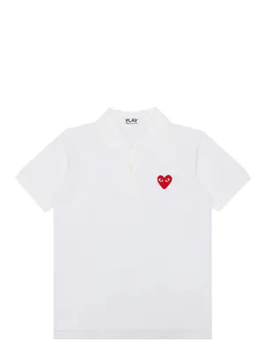 Play Comme Des Garcon Red Heart Polo Shirt - White