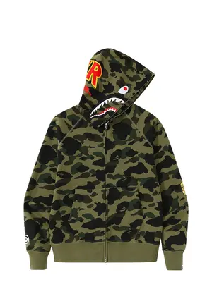 A BATHING APE 1st Camo Shark Full Zip Hoodie - Green