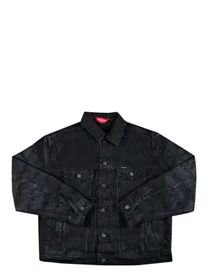 Supreme Frayed Logos Denim Trucker Jacket - Black