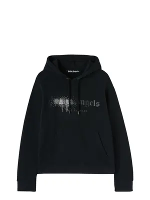 Palm Angels Rhinestone Sprayed Hoody - Black