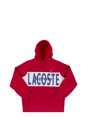 Supreme X Lacoste Logo Panel Hooded Sweatshirt - Red