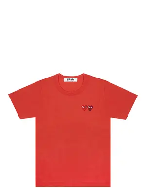 Play Comme Des Garcon Double Heart T-shirt - Red