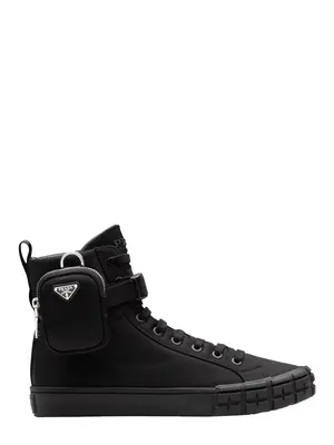 Prada Wheel Re-nylon High-top Sneakers - Black