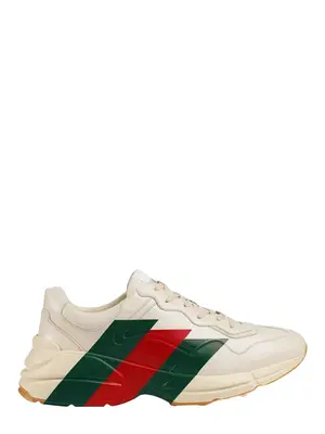 Gucci Rhyton Web Print Sneakers - White