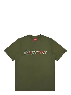 Supreme Floral Appliqué Short-sleeve Top - Green