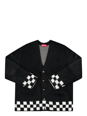 Supreme Brushed Checkerboard Cardigan - Black