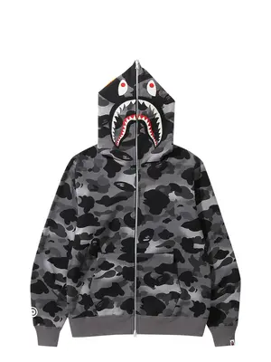 A BATHING APE Grid Camo Shark Full Zip Hoodie - Black