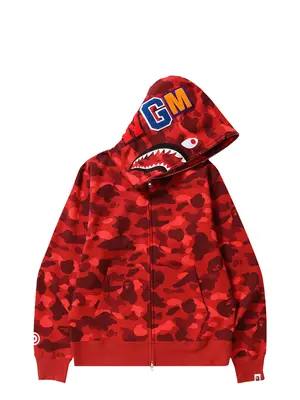 A BATHING APE Color Camo Shark Full Zip Hoodie - Red