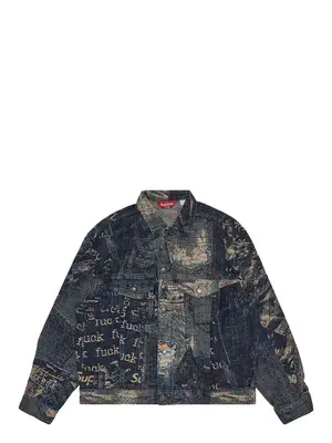 Supreme Archive Denim Jacquard Trucker Jacket - Blue