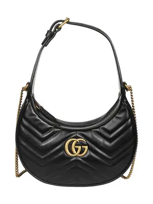 Gucci Gg Marmont Half-moon Mini Bag - Black