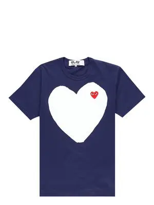 Play Comme Des Garcon Solid Heart Logo T-shirt 'navy - Blue
