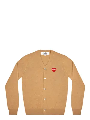 Play Comme Des Garcon Heart Cardigan - Tan