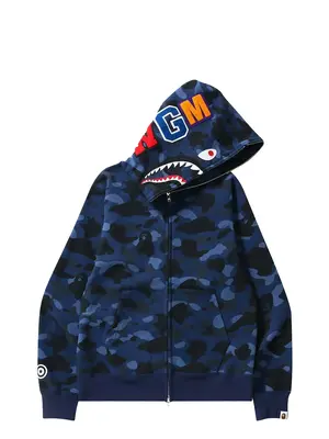 A BATHING APE Color Camo Shark Full Zip Hoodie - Blue