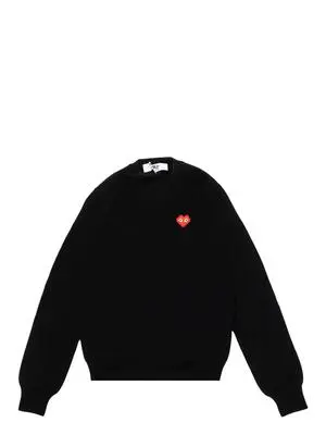 Play Comme Des Garcon Heart V-neck Pullover - Black