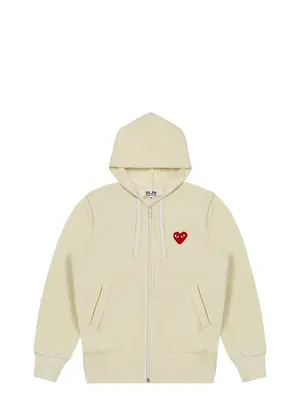Play Comme Des Garcon Zip Up Hoodie Cream