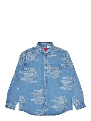 Supreme Trademark Jacquard Denim Shirt 'washed - Blue