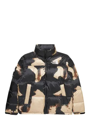 Supreme X The North Face Bleached Denim Print Nuptse Jacket - Black
