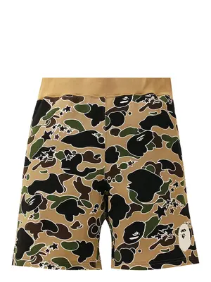 A BATHING APE Camo Sweat Shorts - Yellow