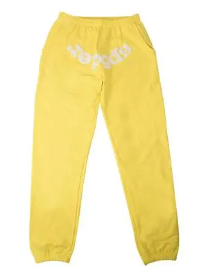 SP5DER Logo Print Sweatpants - Yellow