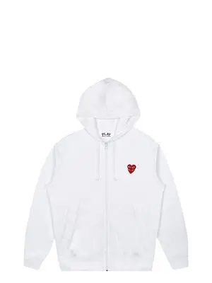 Play Comme Des Garcon Zip Hoodie - White
