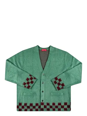 Supreme Brushed Checkerboard Cardigan - Green