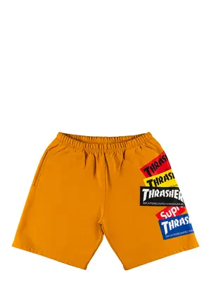 Supreme Supreme X Thrasher Multi Logo Sweatshorts Gold