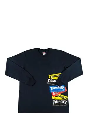 Supreme X Thrasher Multi Logo Long-sleeve Tee 'navy' Blue