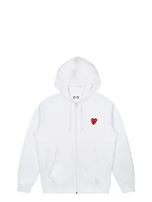 Play Comme Des Garcon Stacked Heart Hooded Sweatshirt - White
