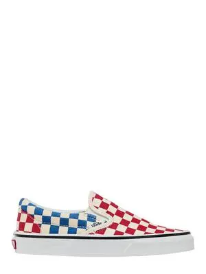 VANS Classic Slip-on Checkerboard Sneakers - Red