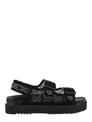 Gucci Gg Crystal Sandals - Black