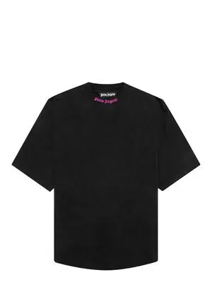 Palm Angels Doubled Logo Over Tee /fuchsia - Black
