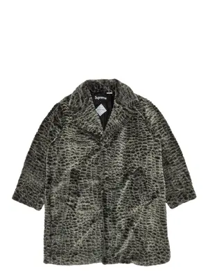 Supreme Croc Faux Fur Overcoat - Black