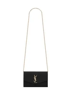 Saint Laurent Uptown Wallet On Chain - Black