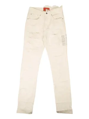 WHO DECIDES WAR BY EV BRAVADO Altar Lace Detail Denim Jeans - White