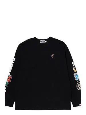 A BATHING APE Multi Fonts Relaxed Fit Heavy Weight Long-sleeve Tee - Black