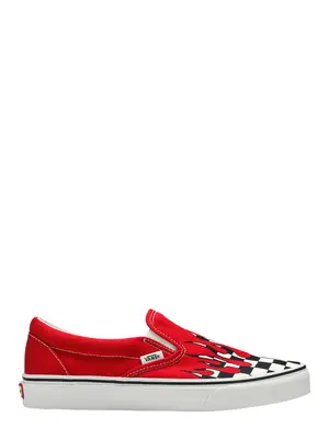 VANS Checker Flame Slip-on Sneakers - Red