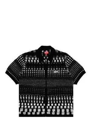 Supreme Gradient Grid Zip Up Polo - Black