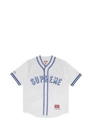 Supreme X Mitchell & Ness Satin Baseball Jersey - White