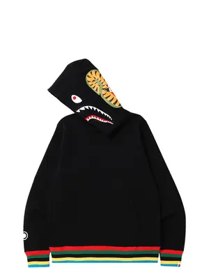A BATHING APE Shark Line Rib Pullover Hoodie - Black
