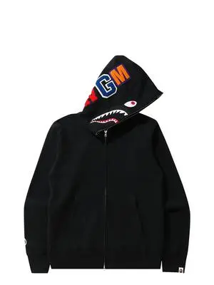 A BATHING APE Shark Full Zip Hooded Sweatshirt - Black