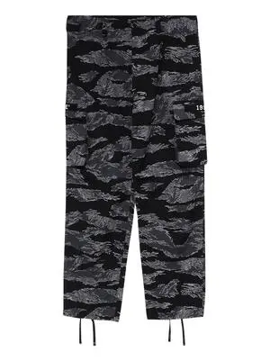 A BATHING APE Tiger Camo Relaxed Fitilitary Pants - Black