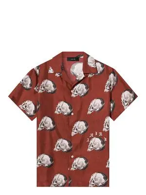 Amiri All Over Skull Bowling Shirt - Red