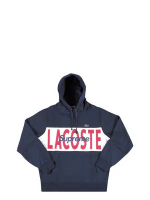 Supreme X Lacoste Logo Panel Hooded Sweatshirt - Blue
