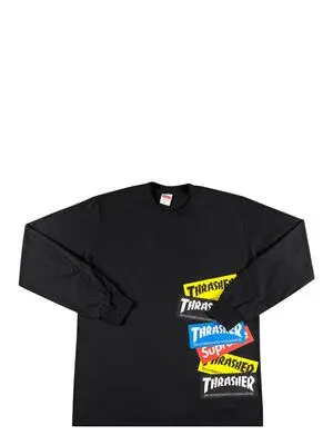 Supreme X Thrasher Multi Logo Long-sleeve Tee - Black