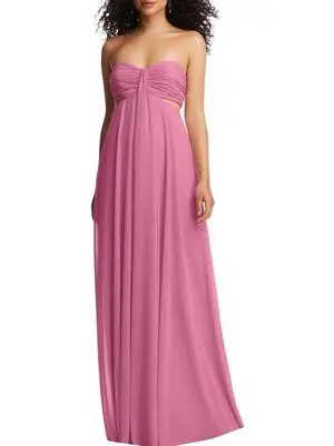 Dessy Collection Strapless Empire Waist Chiffon Gown - Orchid Pink